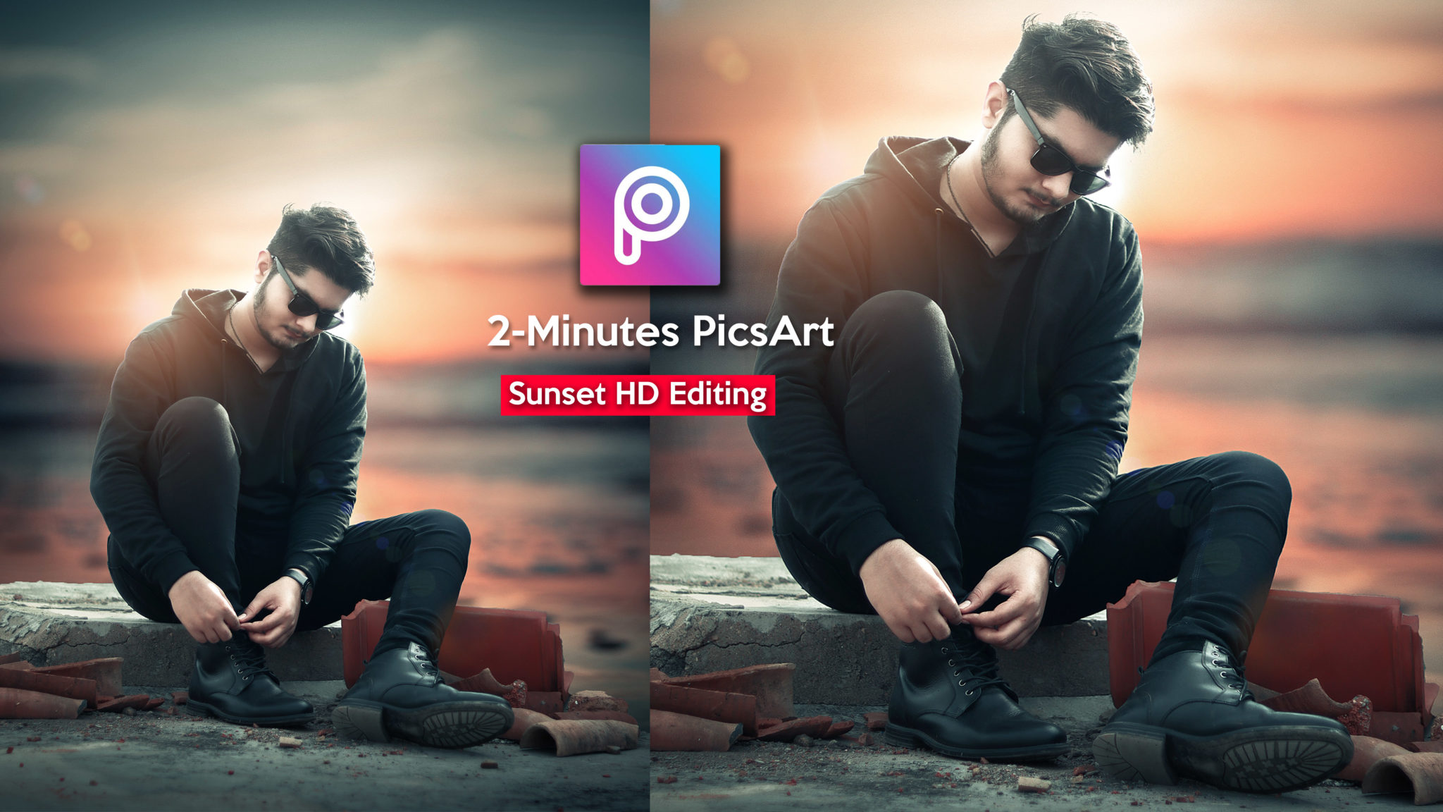 2-Minutes PicsArt Hindi Tutorial | Sunset HD Realistic Photo ...